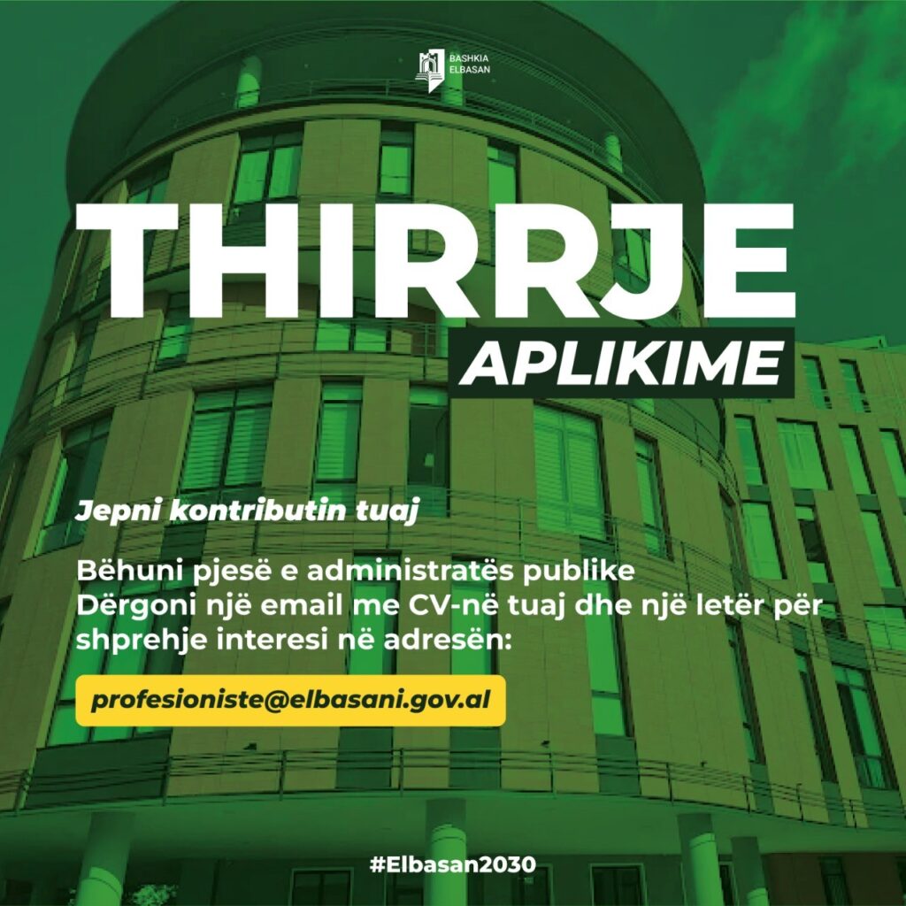 THIRRJE PËR APLIKIME – Bashkia Elbasan